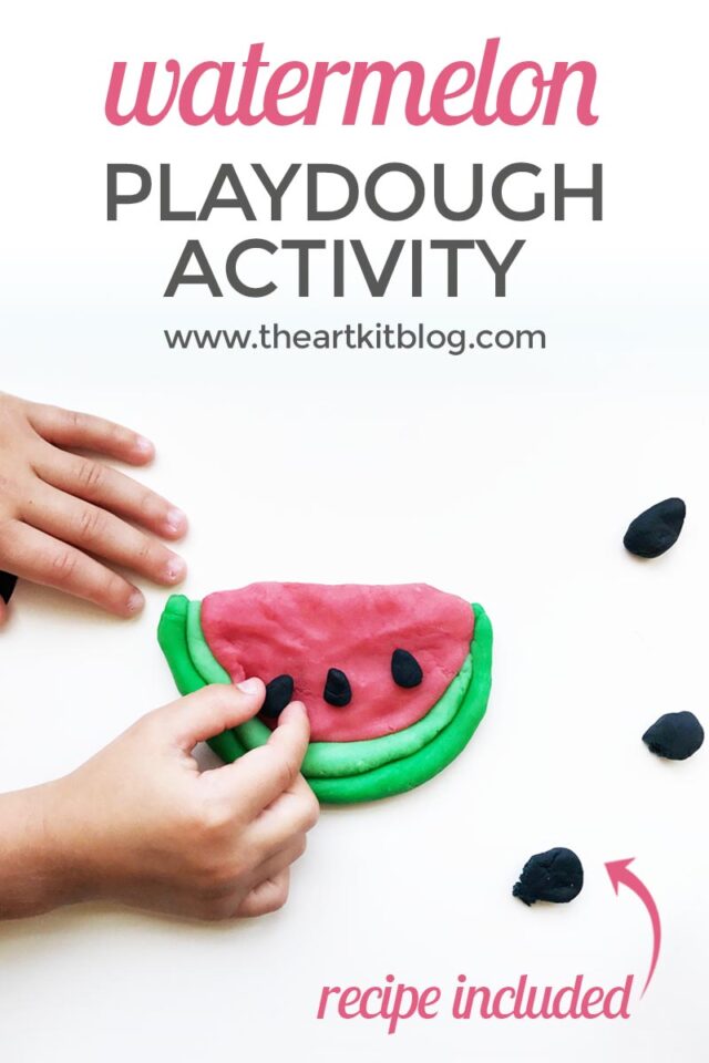 Watermelon Playdough Activity for Kids {Recipe Included} - The Art Kit