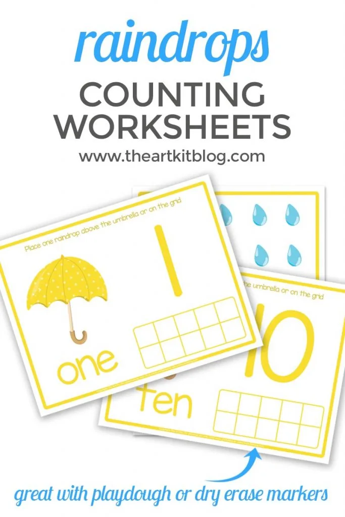 Counting Worksheets for Spring: Raindrops and Umbrellas {Free ...