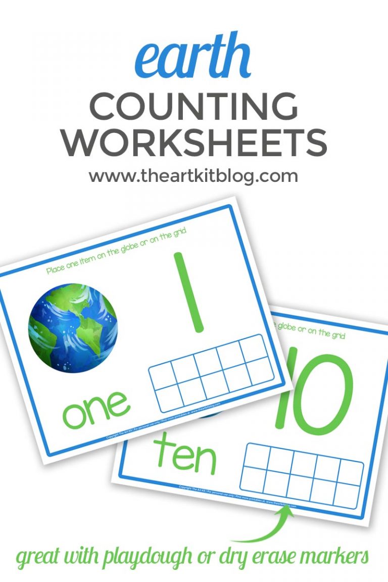 Earth Day Counting Worksheets {Free Printable Pack} - The Art Kit