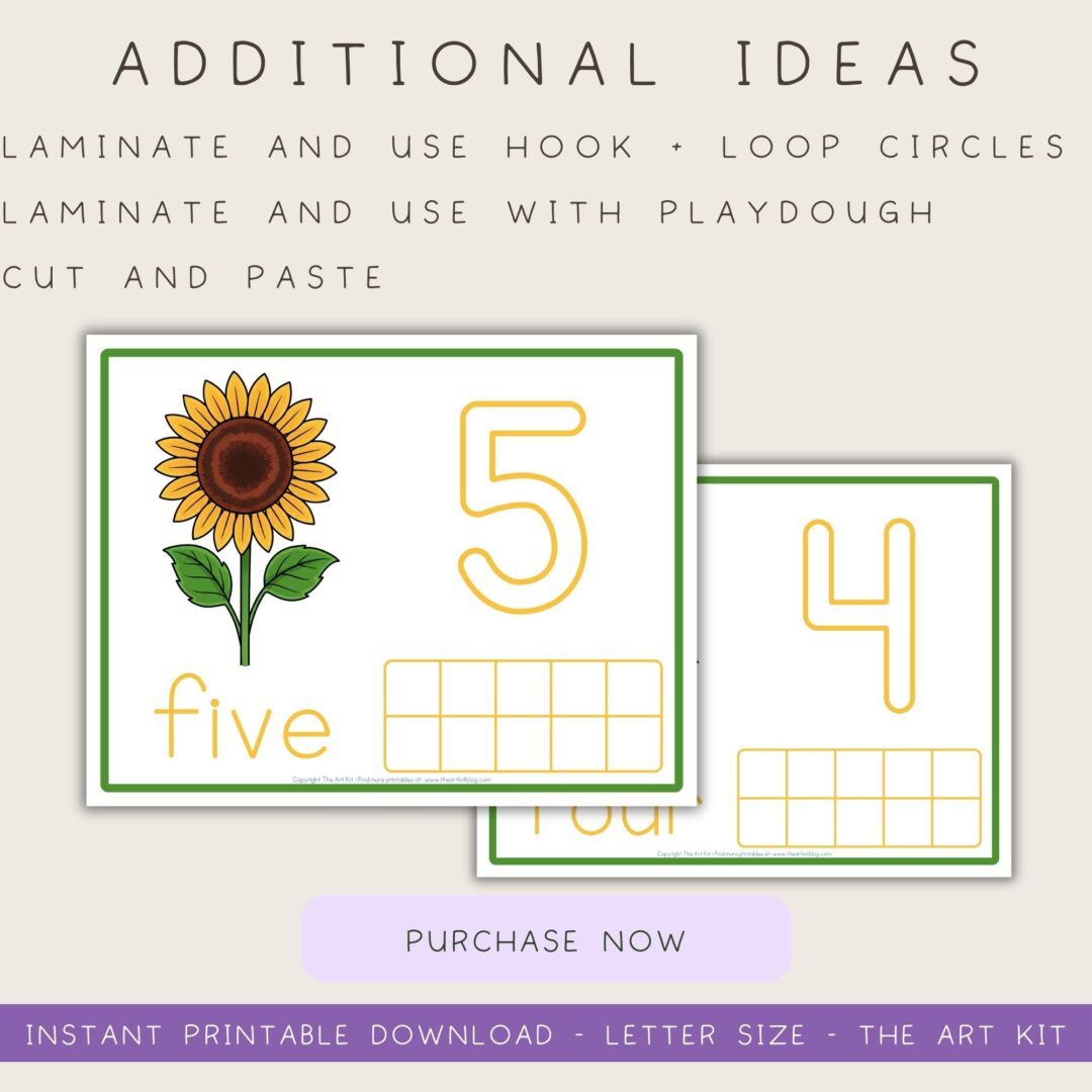 Sunflower Ten Frame Worksheets Free Printable - The Art Kit