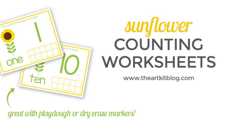 sunflower COUNTING WORKSHEETS free printable facebook - The Art Kit