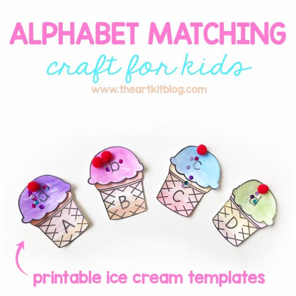 Ice Cream Alphabet Matching Craft for Kids - Printable Pack - The Art Kit