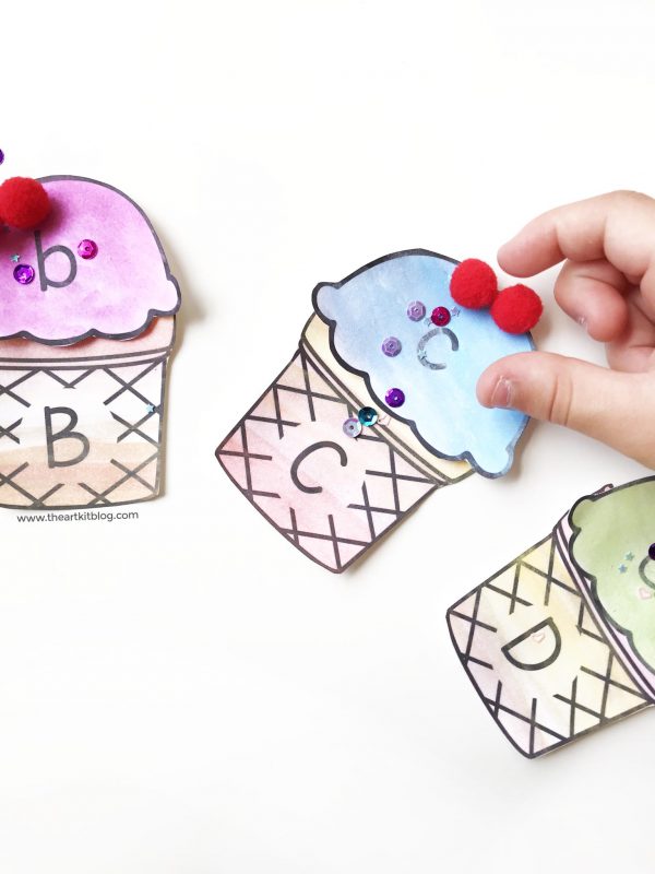 ice cream cone abc matching craft kids printable 3 - The Art Kit