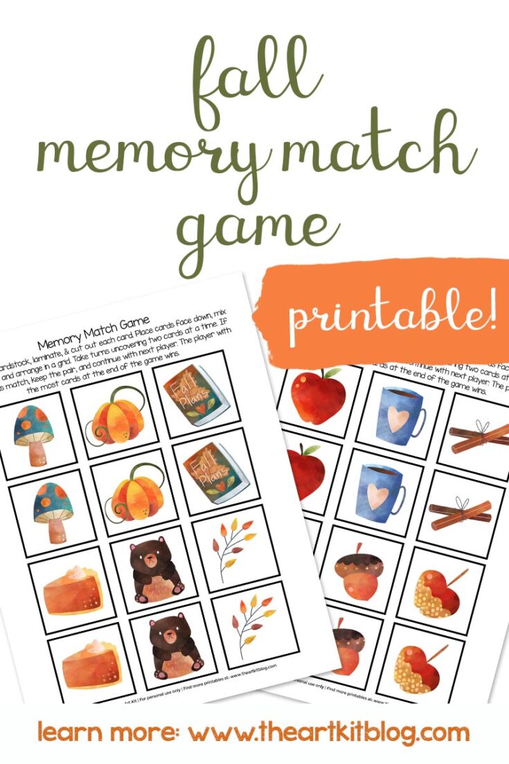 CUTE FREEBIE! Fall Memory Match Game Printable - The Art Kit