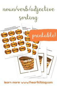 FREEBIE: Sort Nouns, Verbs, and Adjectives (Fall-Themed Printable ...