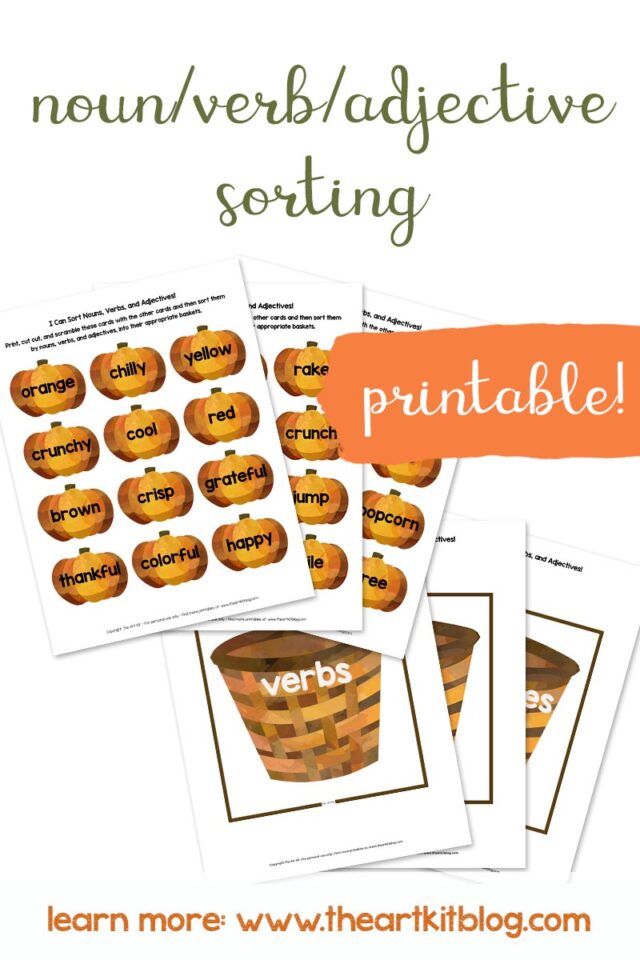 FREEBIE: Sort Nouns, Verbs, and Adjectives (Fall-Themed Printable ...