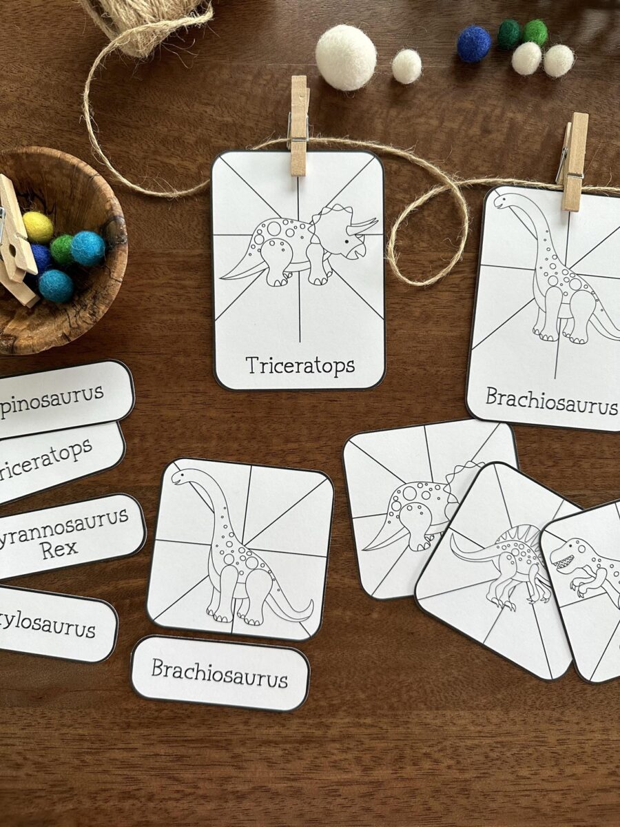 Dinosaur 3 Part Card Coloring Pages {FREE PRINTABLE DOWNLOAD} - The Art Kit
