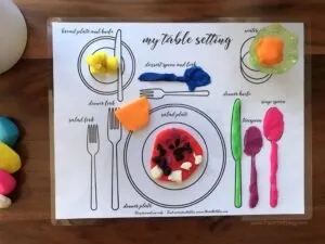 Montessori Placemat Printable table setting coloring page - The Art Kit
