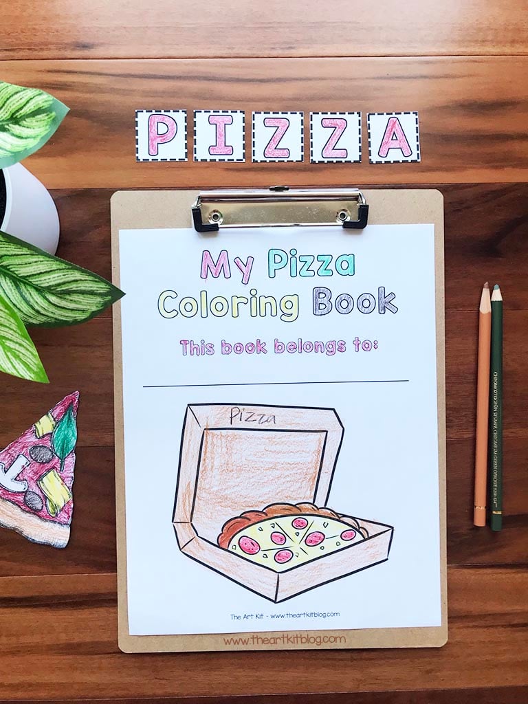 pizza coloring pages printable paper craft - The Art Kit