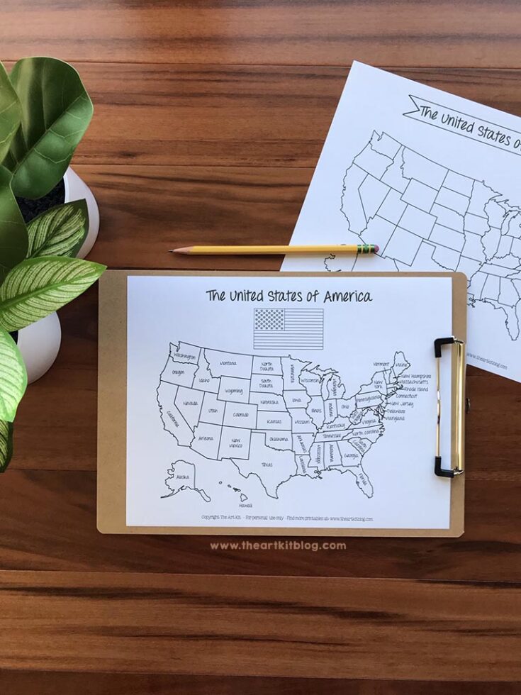 united states map outline geography - The Art Kit