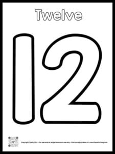 Number 12 Coloring Page FREE Printable - The Art Kit