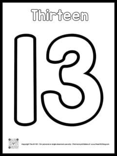 Number 13 Coloring Page FREE Printable - The Art Kit