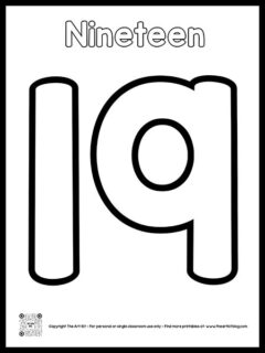 Number 19 Coloring Page FREE Printable - The Art Kit