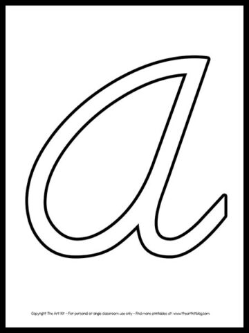 Uppercase Letter A Cursive Outline Printable FREE - The Art Kit