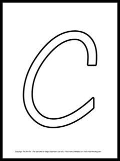 Uppercase Letter C Cursive Outline Printable FREE - The Art Kit