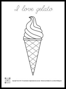 i love gelato ice cream cone coloring page printable cursive_the art ...
