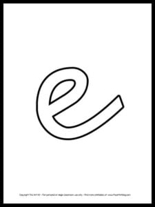 Lowercase Letter E Cursive Outline Printable FREE - The Art Kit
