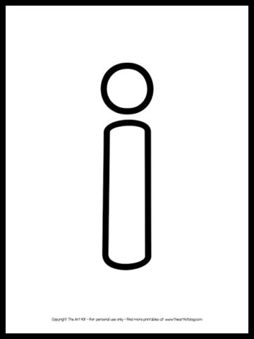 Lowercase Letter I Outline Printable FREE - The Art Kit