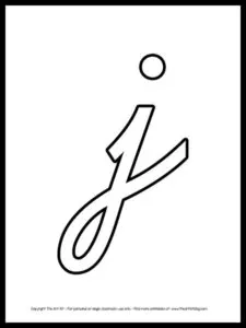 lowercase letter j cursive outline coloring page - The Art Kit