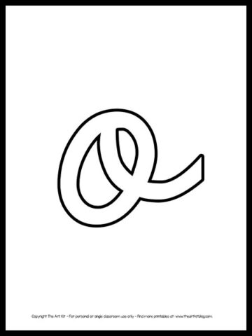 Lowercase Letter O Cursive Outline Printable FREE - The Art Kit