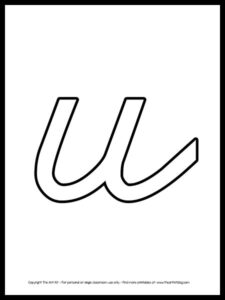 Lowercase Letter U Cursive Outline Printable FREE - The Art Kit