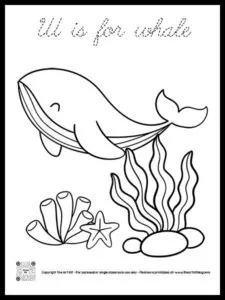 w is for whale coloring page printable cursive_the art kit copy - The ...