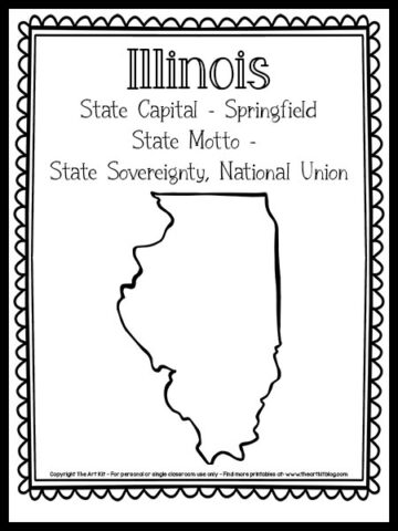 Illinois State Outline Coloring Page {FREE Printable!} - The Art Kit