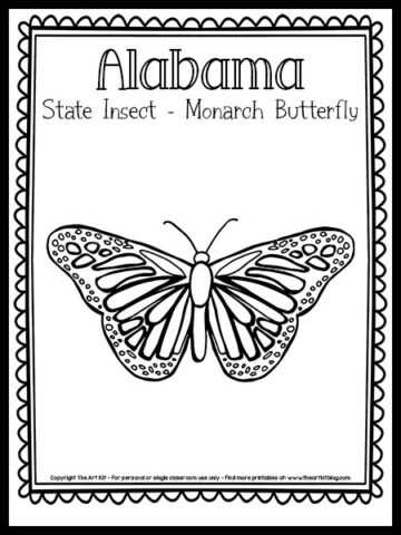 Alabama State Insect Coloring Page (Monarch Butterfly) {FREE Printable ...