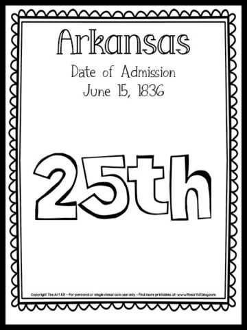Arkansas (25th State!) Coloring Page {FREE Printable!} - The Art Kit