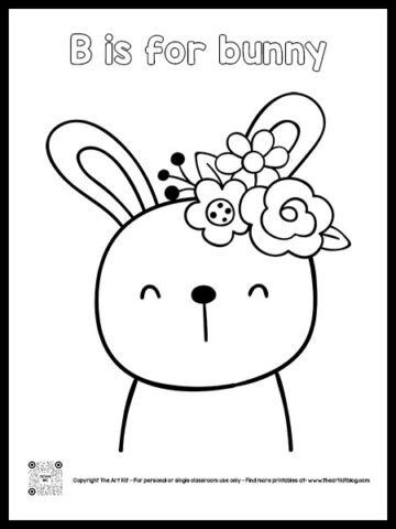 b is for bunny coloring page printable bubble font_the art kit copy ...