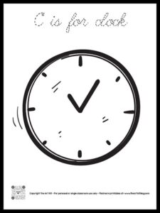 c is for clock coloring page printables cursive font_the art kit copy ...