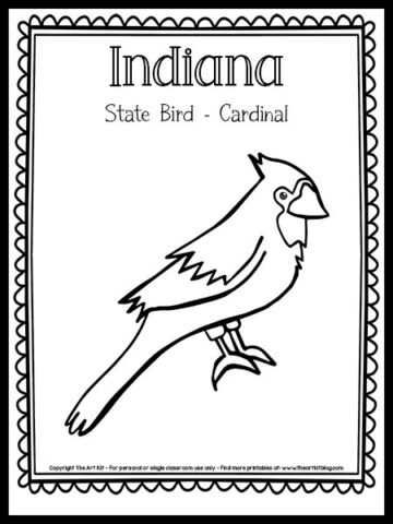 Indiana State Bird Coloring Page (Cardinal) {FREE Printable!} - The Art Kit
