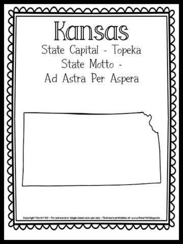 Kansas State Outline Coloring Page {FREE Printable!} - The Art Kit