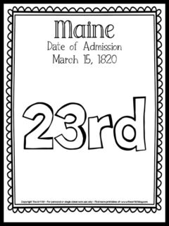 maine state date of admission march 15 1820 coloring page the art kit ...