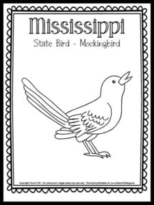 Mississippi State Bird Coloring Page (the Mockingbird!) {FREE Printable ...