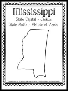 Mississippi State Outline Coloring Page {FREE Printable!} - The Art Kit