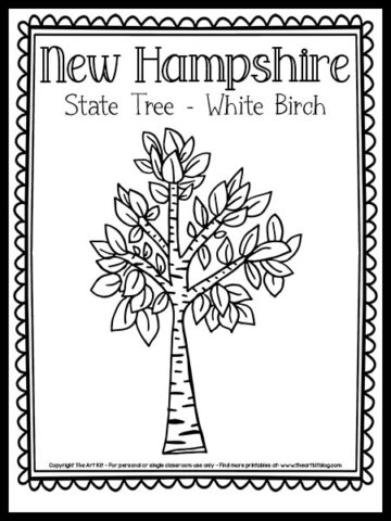 {Free Printable} New Hampshire State Tree Coloring Page, White Birch ...