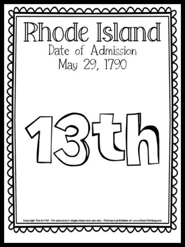 Free Printable Rhode Island Coloring Page: Date of Admission - The Art Kit
