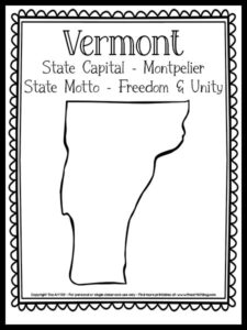 Free Printable Vermont State Map Outline Coloring Page - The Art Kit