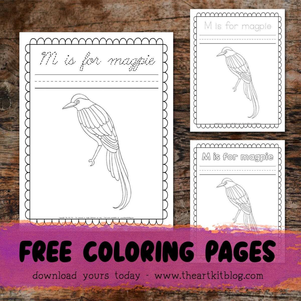 m is for magpie coloring pages the art kit - The Art Kit