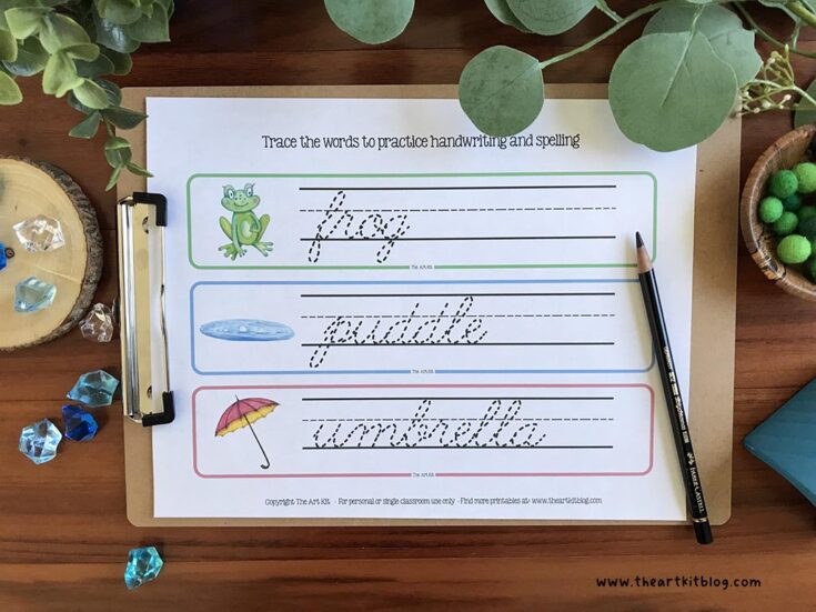 word tracing printables frog pond 1 - The Art Kit