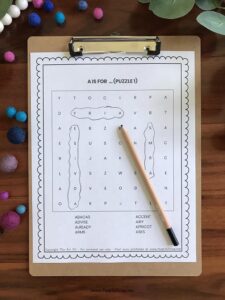 Letter A Word Search Printables {FREE!} - The Art Kit