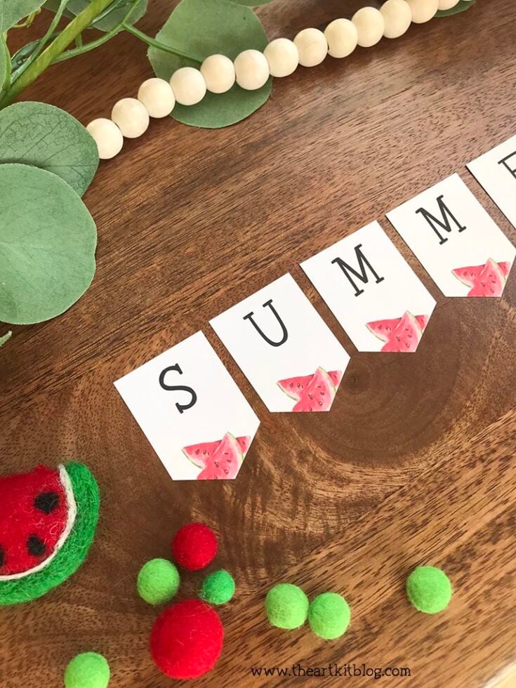 Cute Summer Banner with Watermelon {FREE PRINTABLE!} - The Art Kit