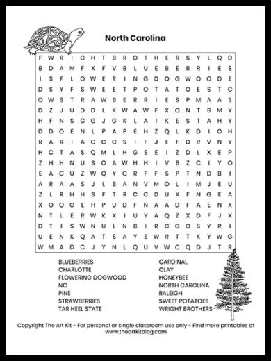 North Carolina Word Search Coloring Page {FREE Printable Download ...