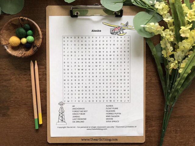 Alaska Word Search Coloring Page {FREE Printable Download!} - The Art Kit