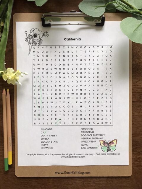 California Word Search Coloring Page {FREE Printable Download!} - The ...
