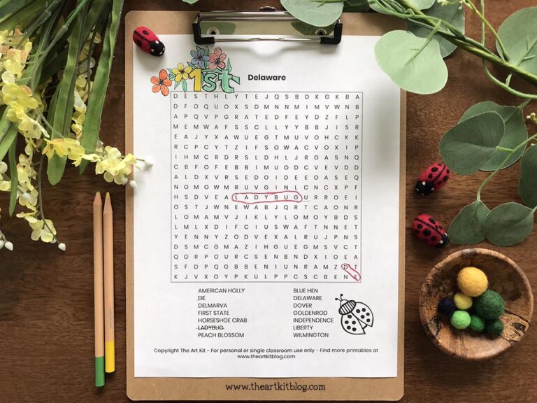 Delaware Word Search Coloring Page {FREE Printable Download!} - The Art Kit