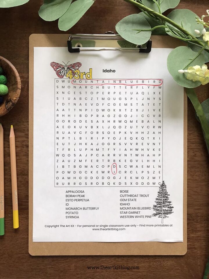 Idaho Word Search Coloring Page {FREE Printable Download!} - The Art Kit