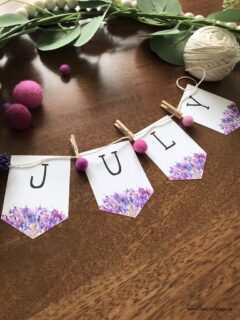 July Banner with Purple Flowers {FREE PRINTABLE!} - The Art Kit