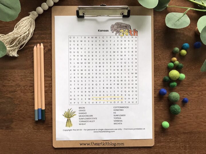Kansas Word Search Coloring Page {FREE Printable Download!} - The Art Kit